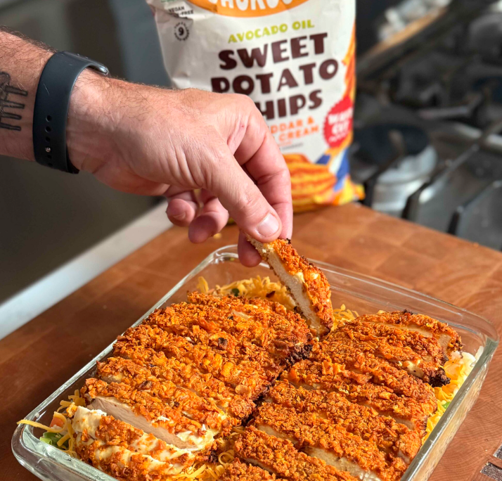 Chicken and Sweet Potato Chip Casserole Recipe | Tim Clowers & Jackson's