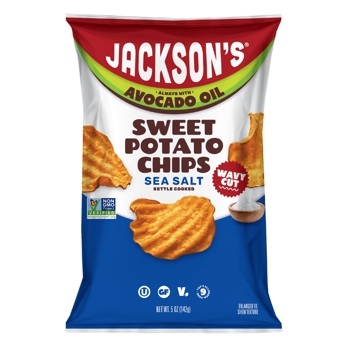 Jackson's Wavy Sea Salt Sweet Potato Chips in Avocado Oil 5oz (Pack of ...