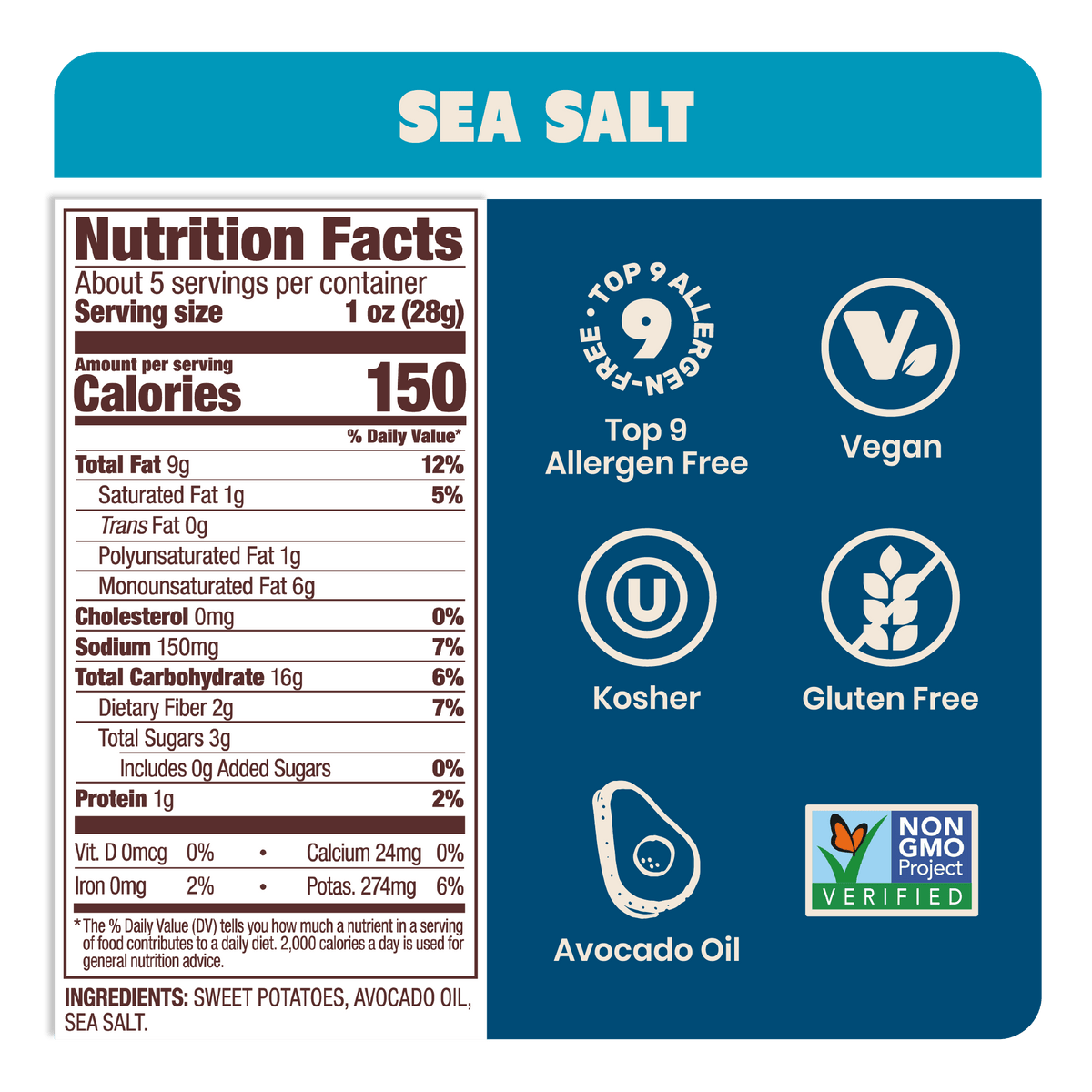 Jackson's Wavy Sea Salt Sweet Potato Chips in Avocado Oil 5oz (Pack of ...